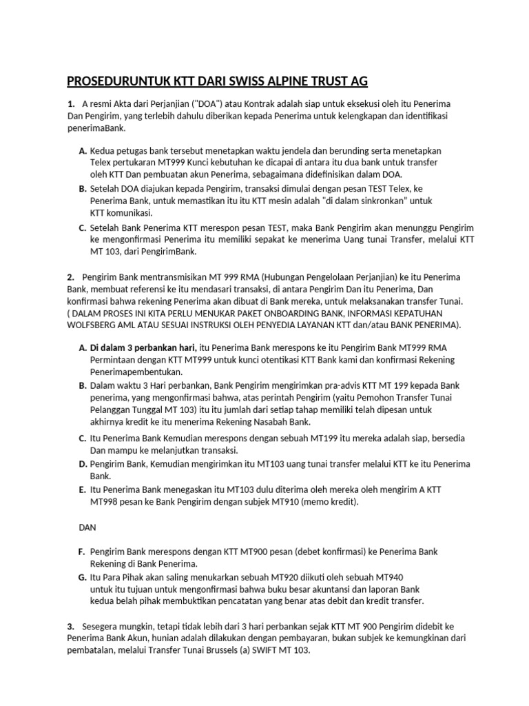 Translate - en - Id - KTT MT103 Option 2 Procedures | PDF