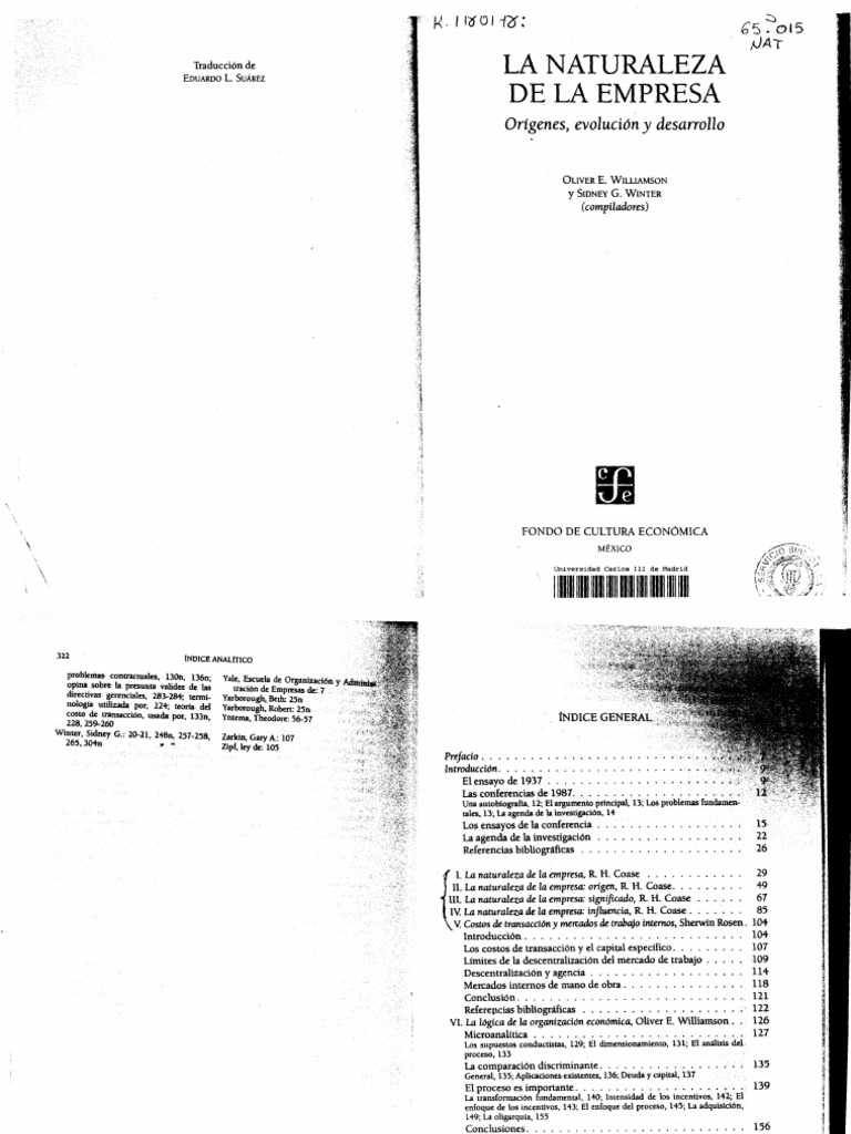 Williamson Oliver - La Naturaleza de La Empresa | PDF