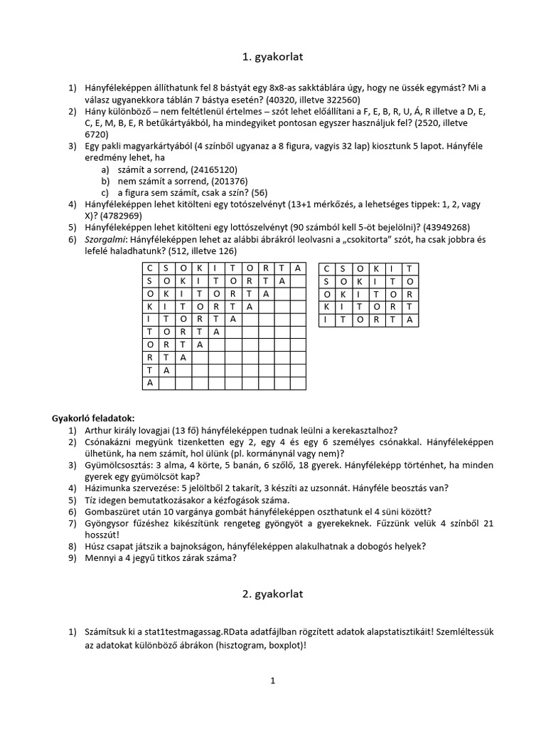 Gyakorló Feladatsorok | PDF