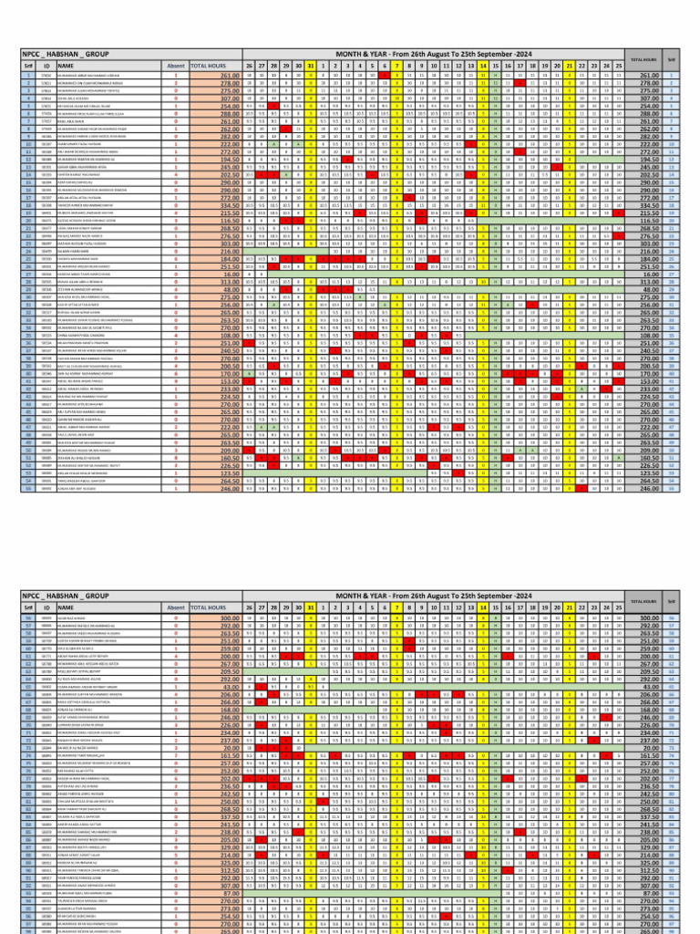 NPCC Timesheet September 2024 | PDF