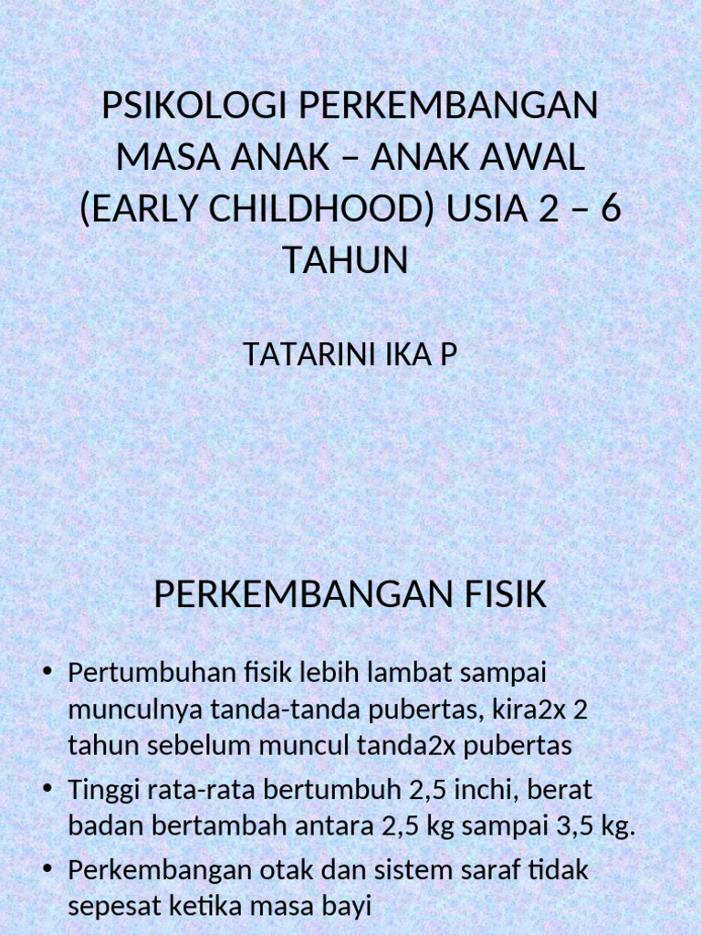 Masa Anak-Anak Awal (2-6 Tahun) Pipit | PDF