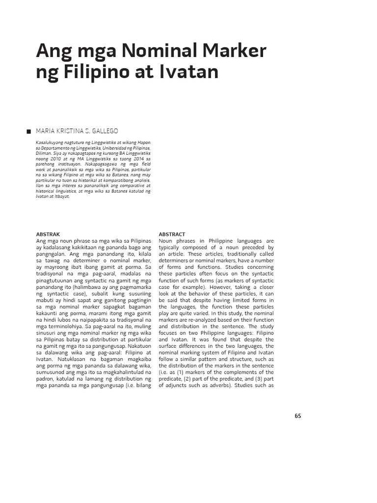 Ang Mga Nominal Marker NG Filipino at IV | PDF