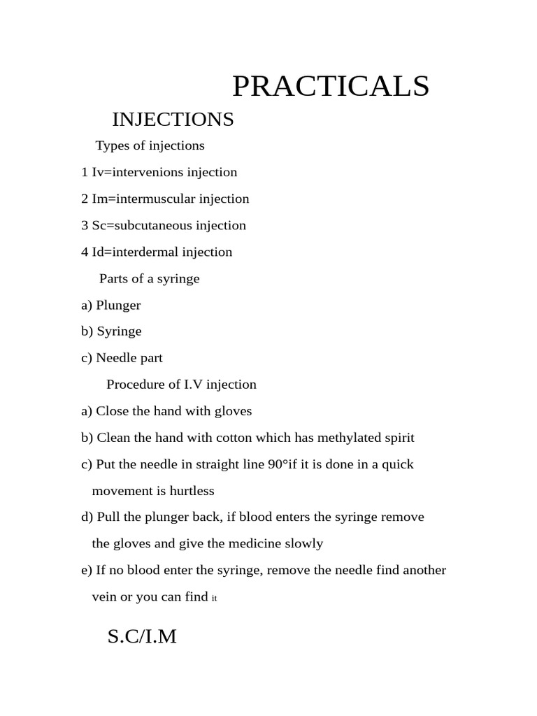 Practicals (2) - 1-1-1 | PDF | Injection (Medicine) | Intravenous Therapy