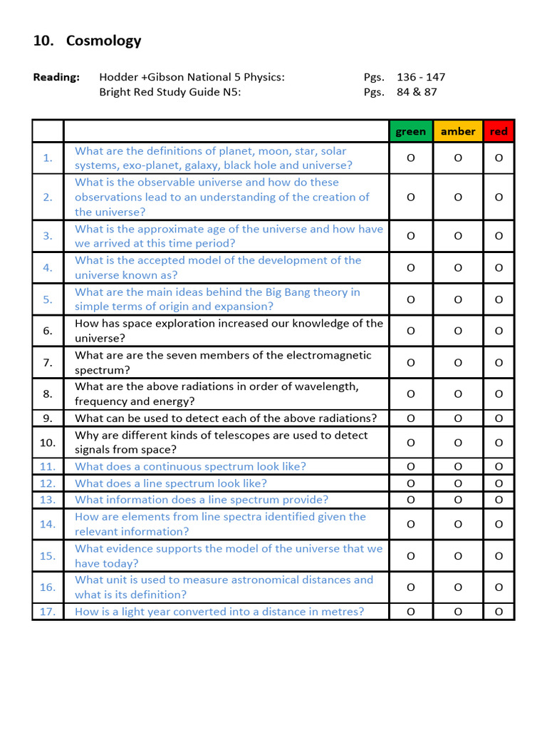 1.9 Cosmology Study Guide | PDF