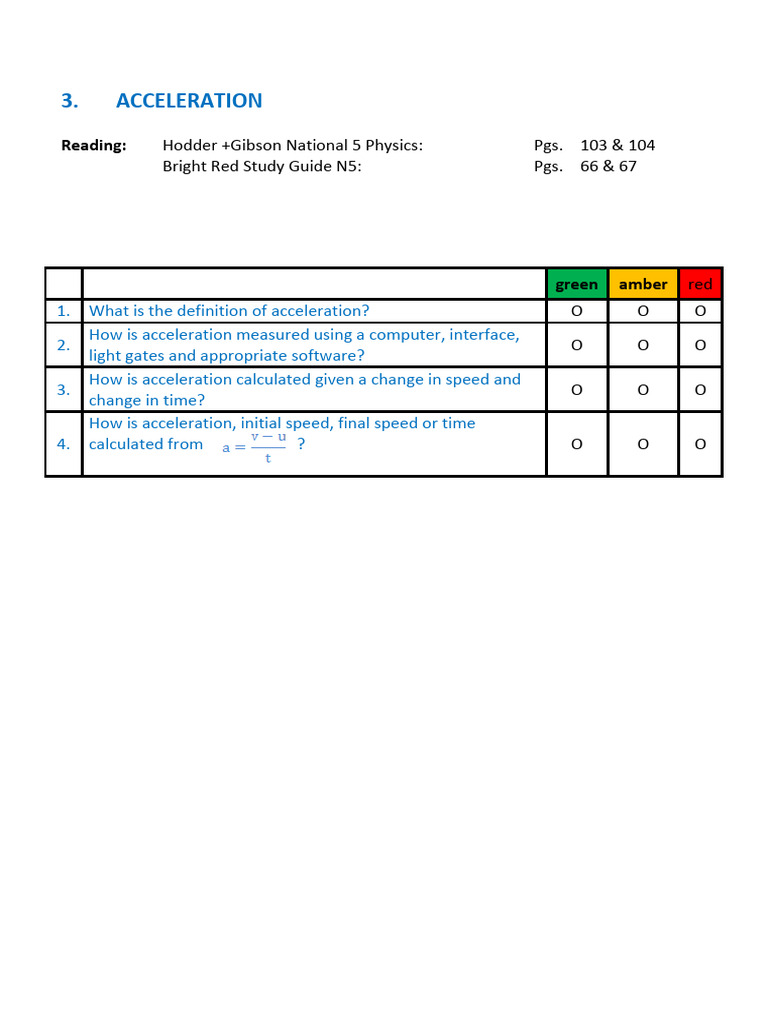 1.3 Acceleration Study Guide | PDF