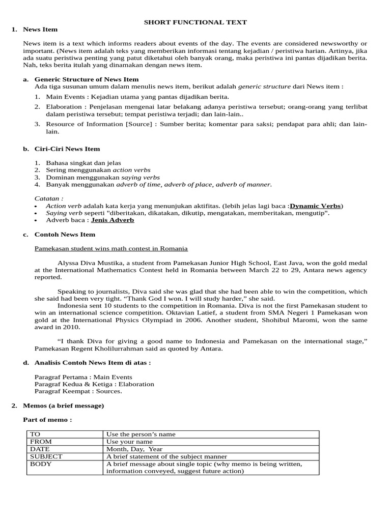 Short Functional Text | PDF