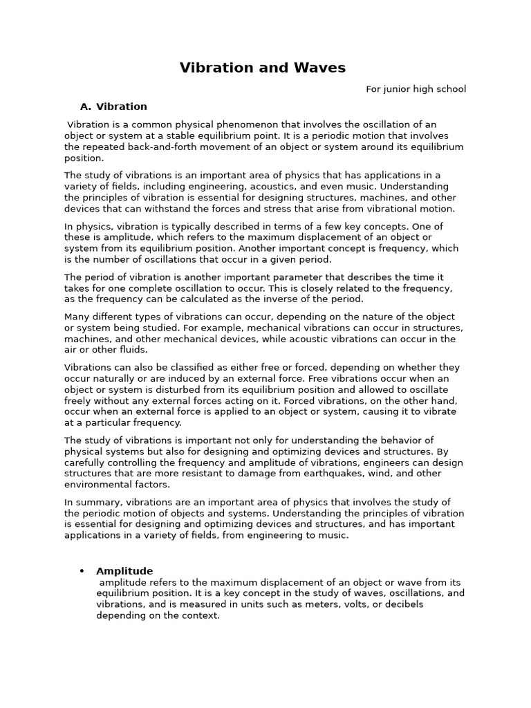 Vibration and Waves | PDF