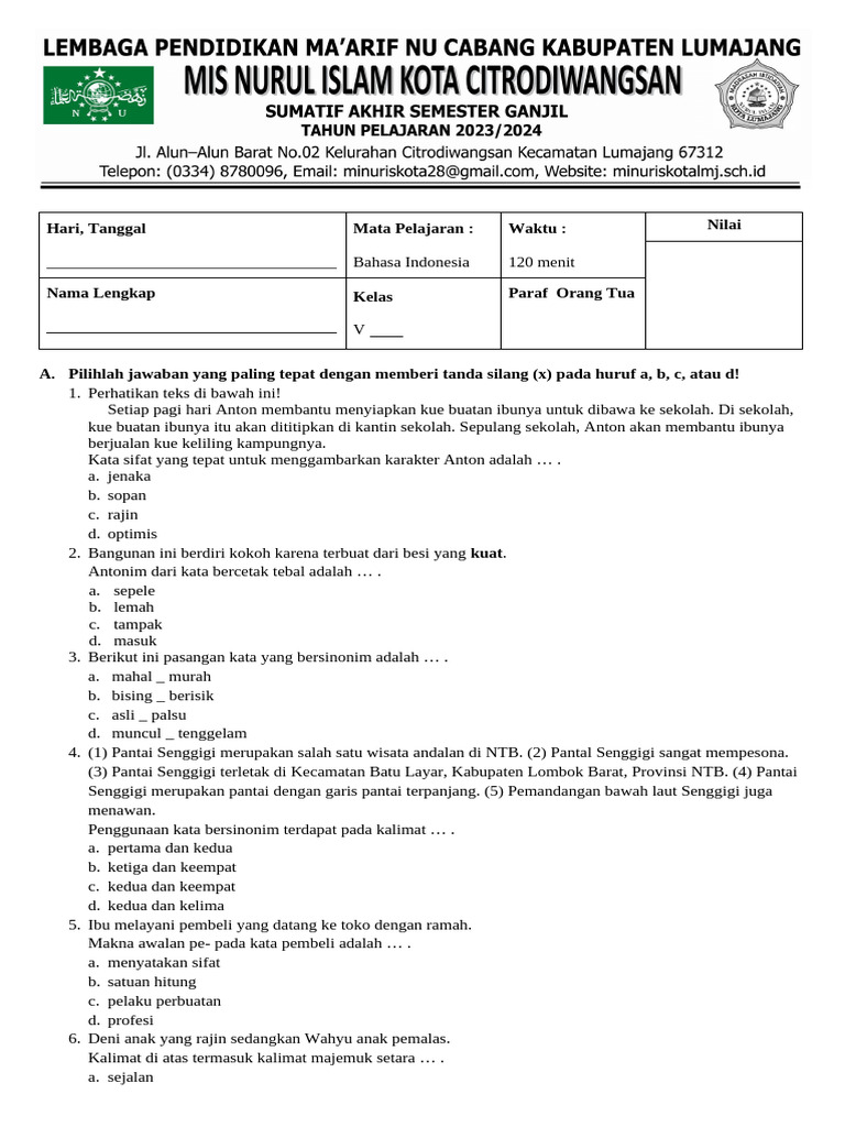 Naskah Sas BHS Indo Ganjil | PDF