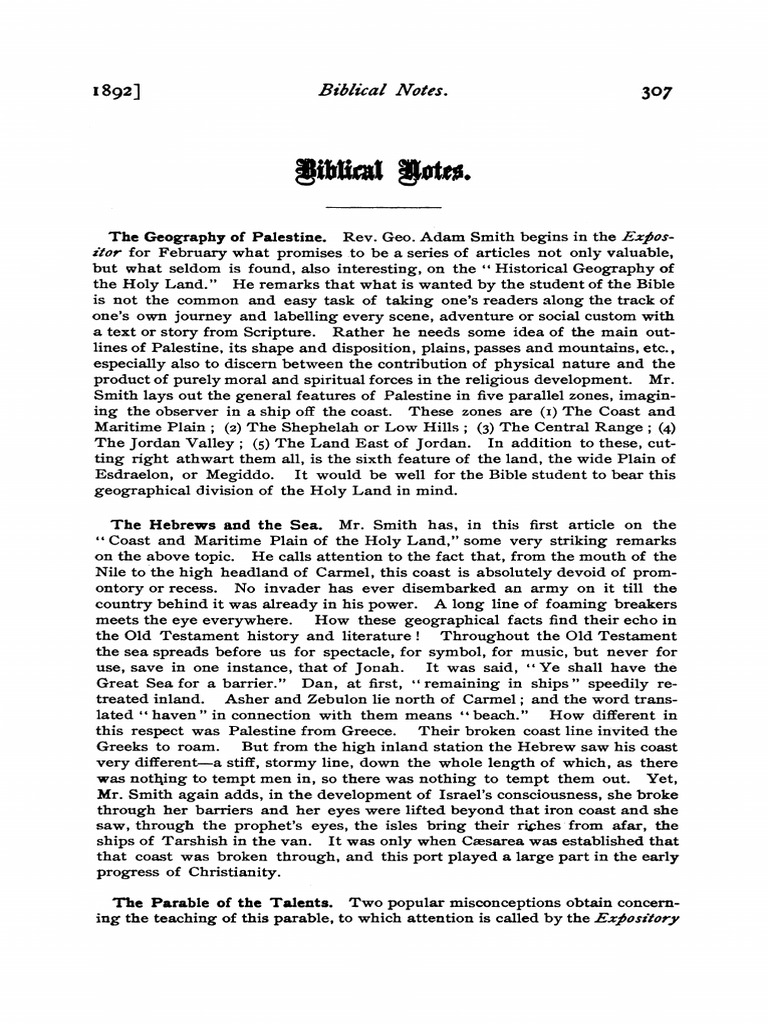 1892) Biblical Notes. 307 | PDF