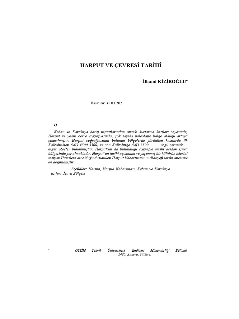 Harput Ve Çevresi Tarihi: History of Kharput and Its Surroundings | PDF