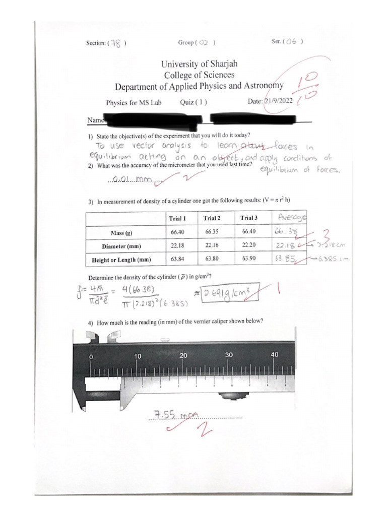 Physics Lab Quizzes | PDF