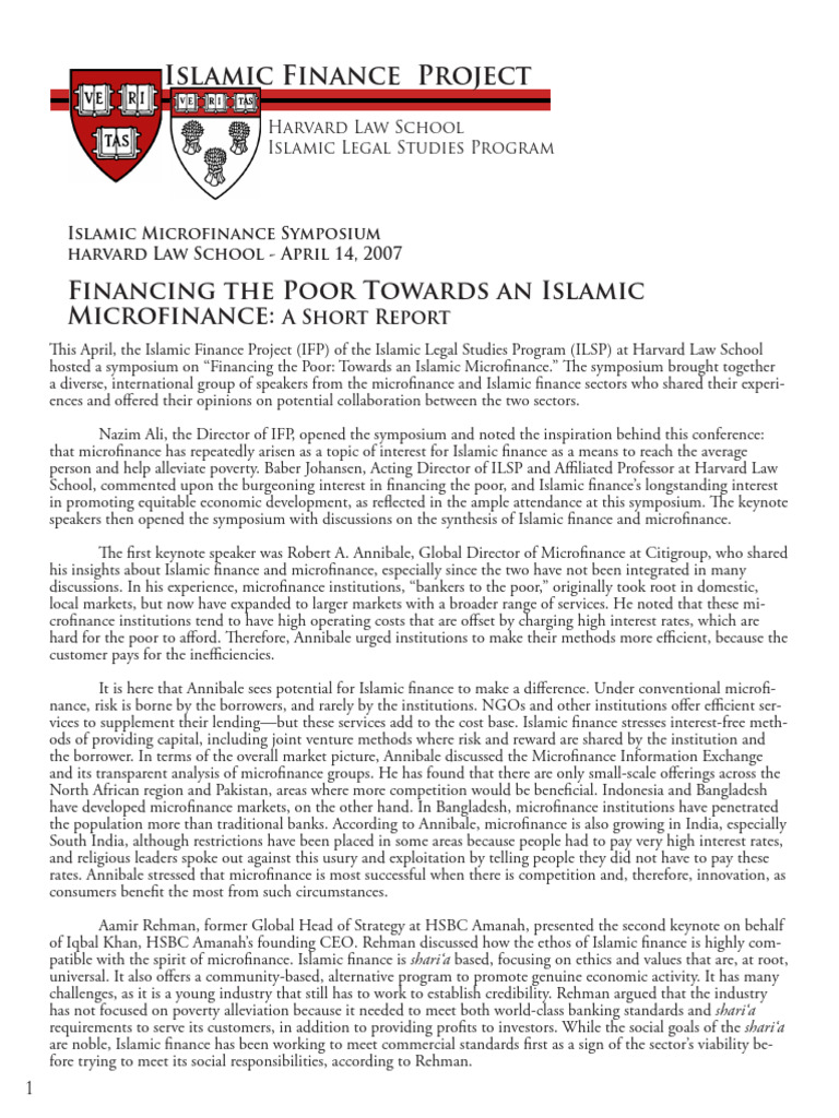 Financing The Poor Towards An Islamic MicroFinance | PDF