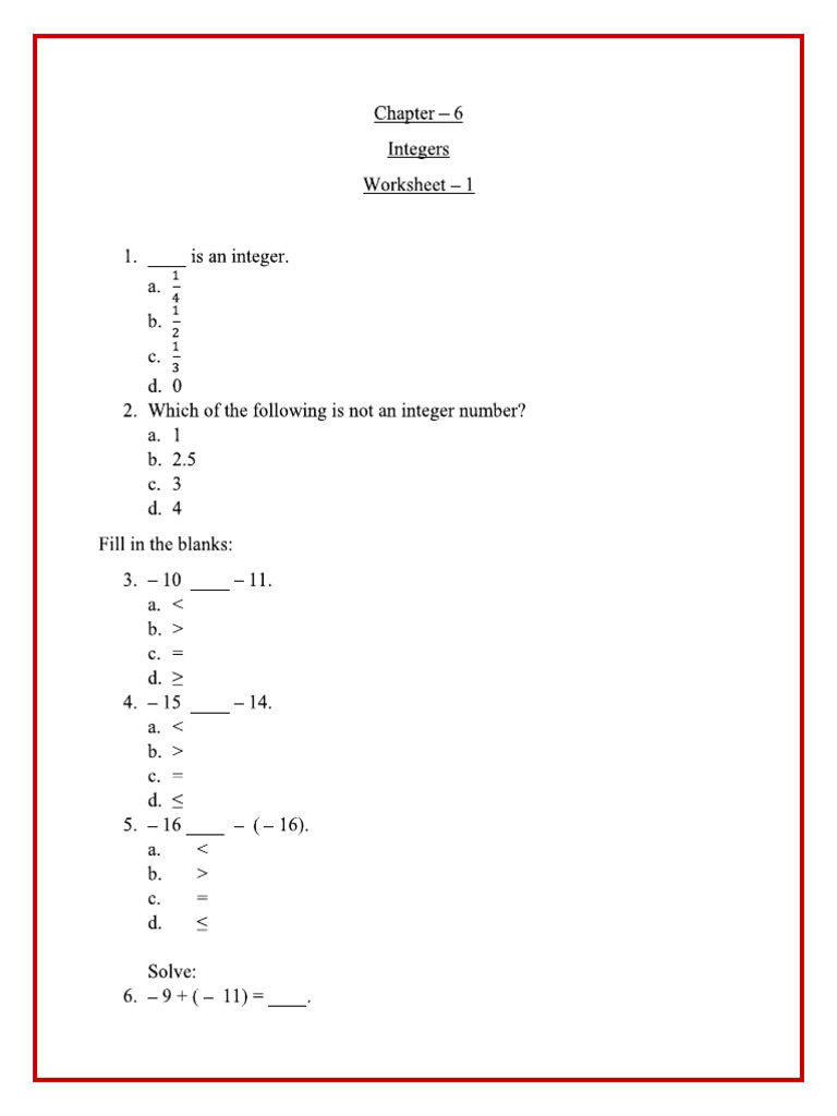 Ch-6 Integers | PDF
