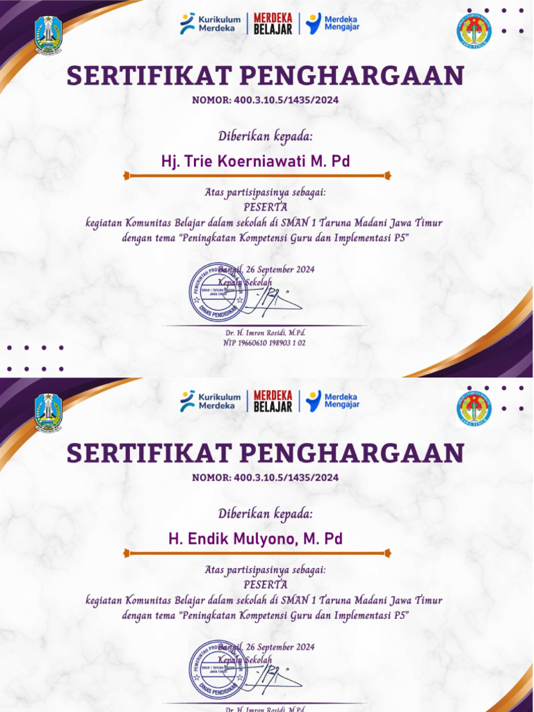 Sertifikat Kombel 1 Dan 2 | PDF