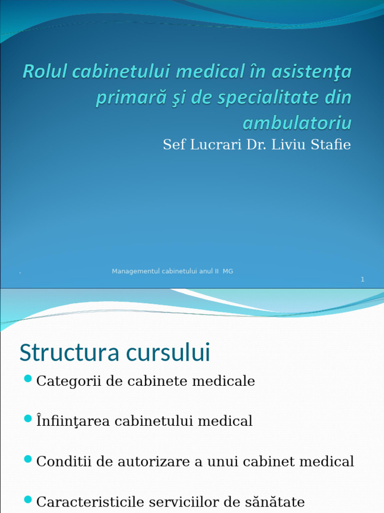 Rolul Cabinetului Medical in Asistenta Medicală | PDF