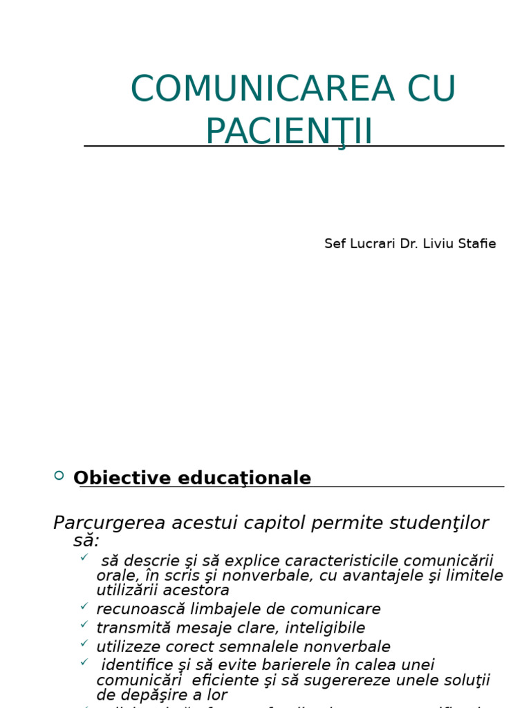 Comunicarea Cu Pacienţii | PDF