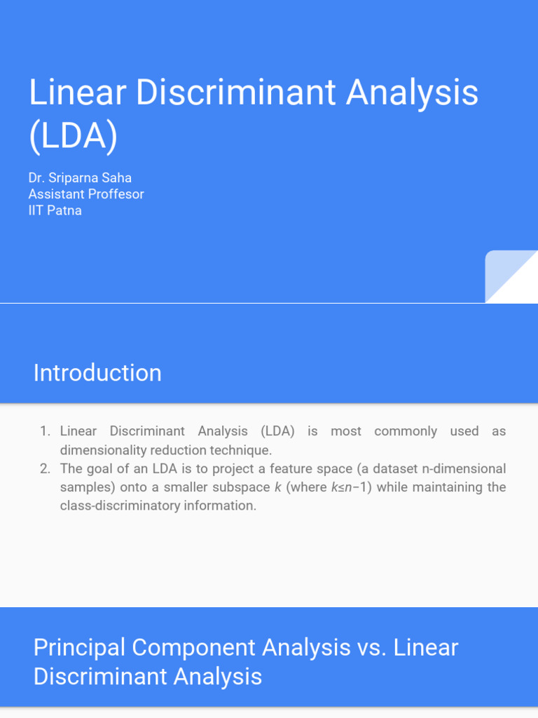 Linear Discriminant Analysis (LDA) | PDF
