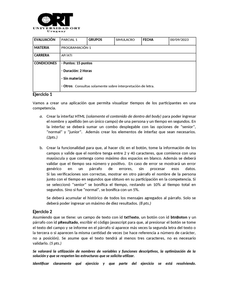 SIMULACRO Parcial 1 2023 08 | PDF