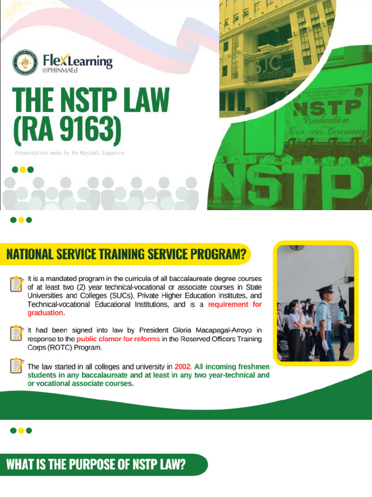 NSTP 1 - Topic1 - NSTP Law - Ra9163 | PDF