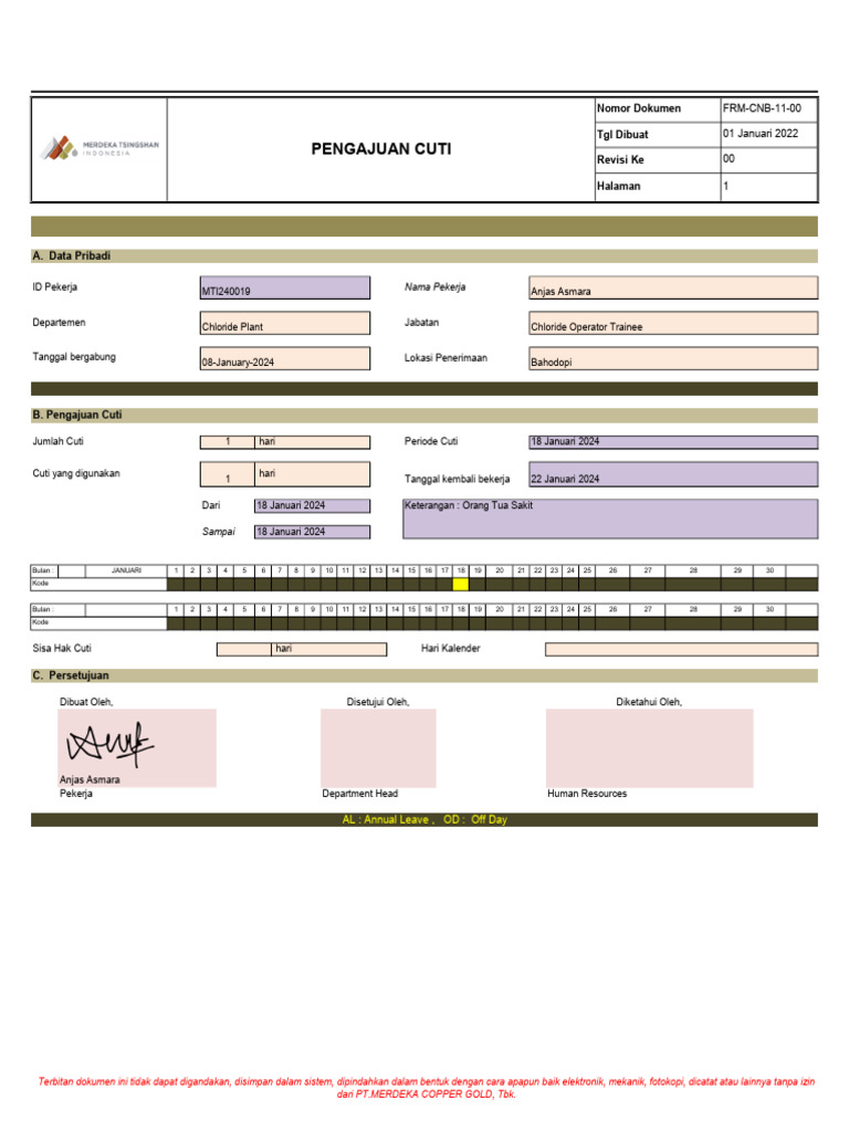 Pengajuan Cuti - Anjas Asmara | PDF