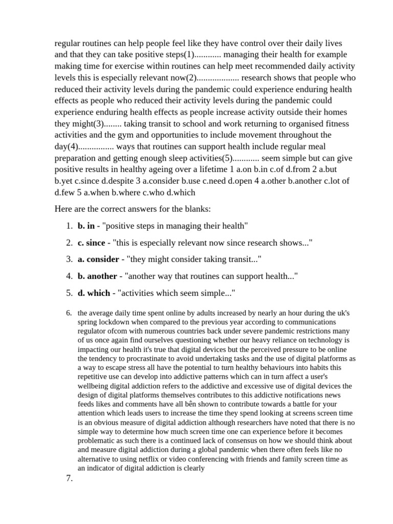 Regular Routines Can Help People Feel Like They Have Control Over Their ...