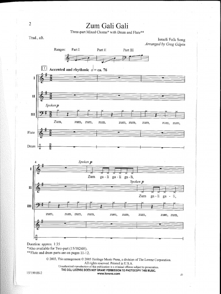 Zum Gali Gali - 3-Part | PDF