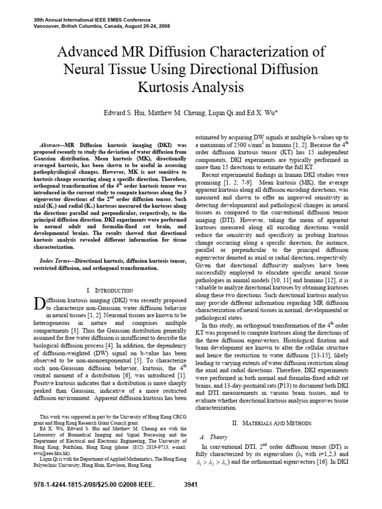 Advanced MR Diffusion Characterization of Neural Tissue Using ... Advanced MR Diffusion Characterization of Neural Tissue Using ...