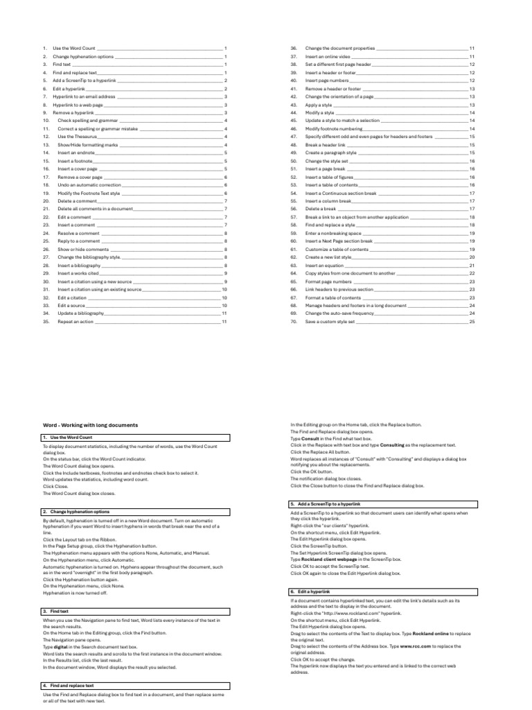 Word Working With Long Docs PDF | PDF