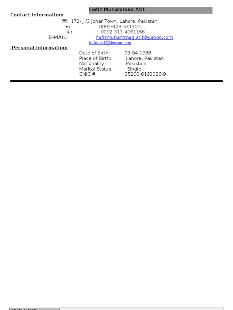 Atif Resume. | PDF