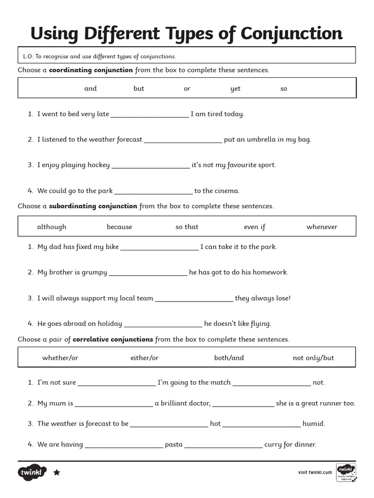 T2 E 1697 Using Different Types of Conjunctions Differentiated ...