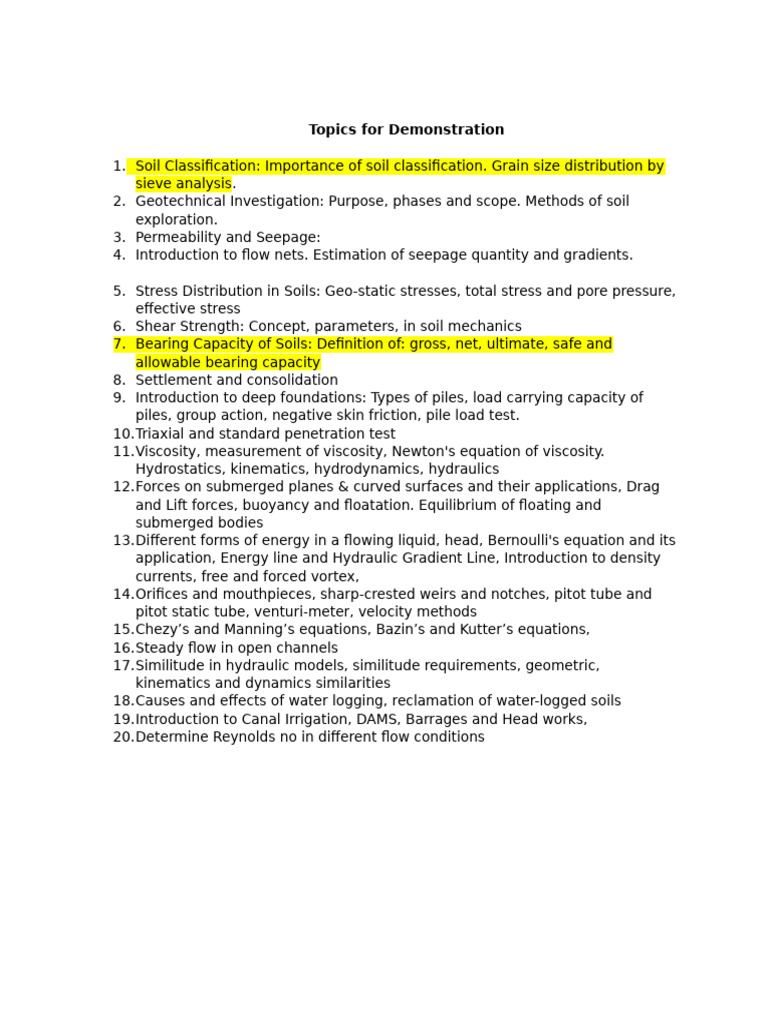 Topics For Demonstration | PDF