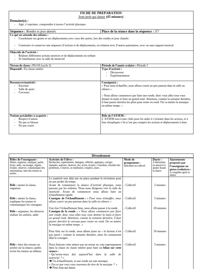 Fiche Prep Motricité | PDF
