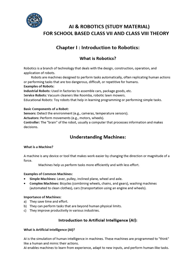 Csa Academy Ai and Robotics 2024 | PDF