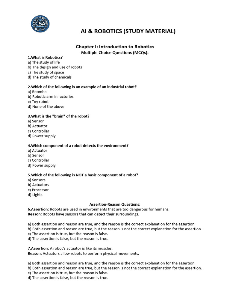 Exercise CS Academy Ai and Robotics | PDF