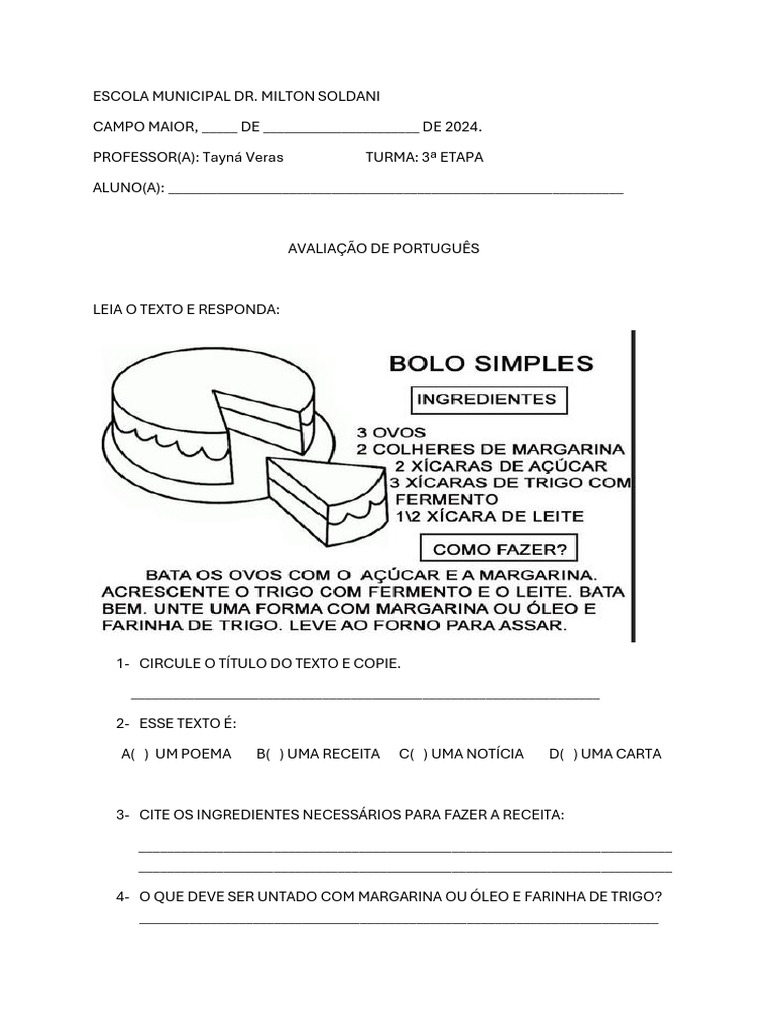 Prova Portugues Eja | PDF