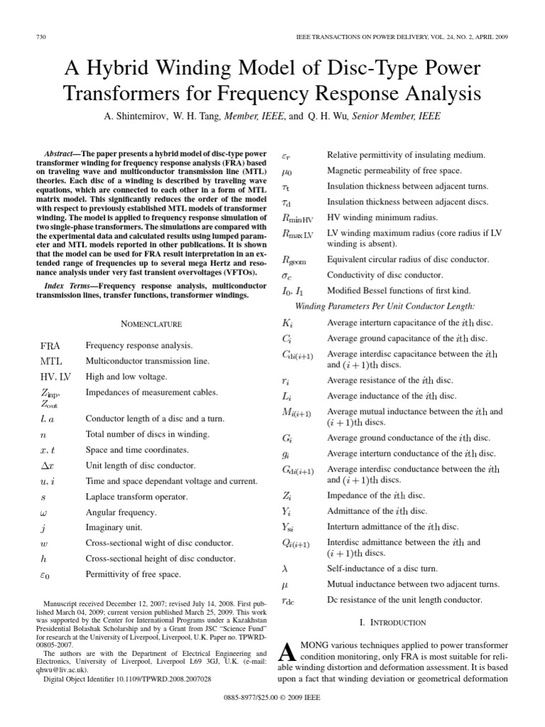A Hybrid Winding Model of Disc-Type Power Transformers For Frequency ...
