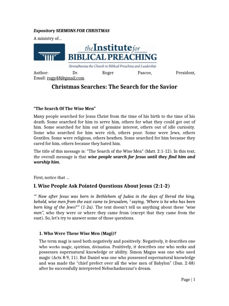 The Search of The Wise Men | PDF
