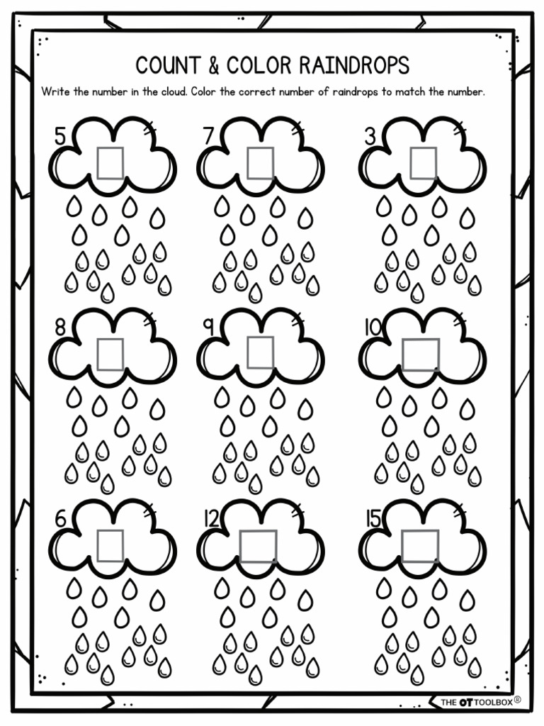 Color and Count Raindrops | PDF