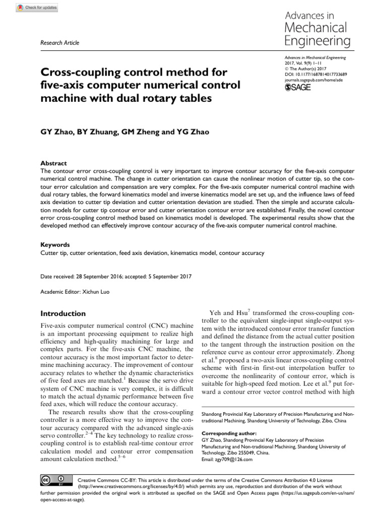 Zhao Et Al 2017 Cross Coupling Control Method For Five Axis Computer ...