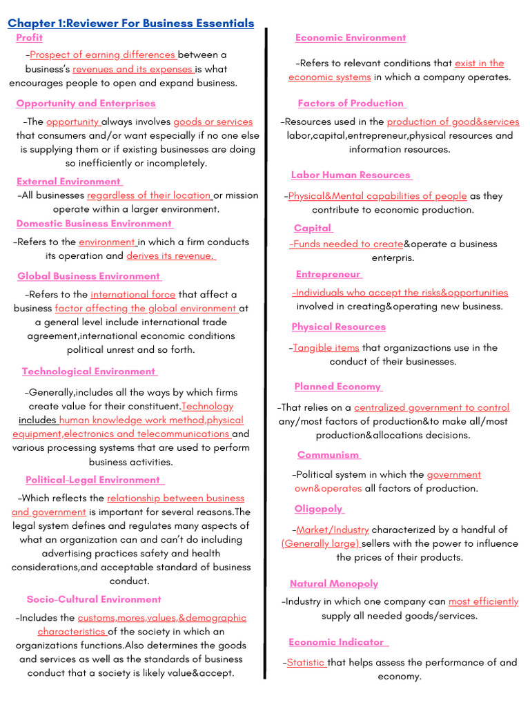 Reviewer For Prelims Business Essentials 2 1 | PDF | Supply (Economics ...