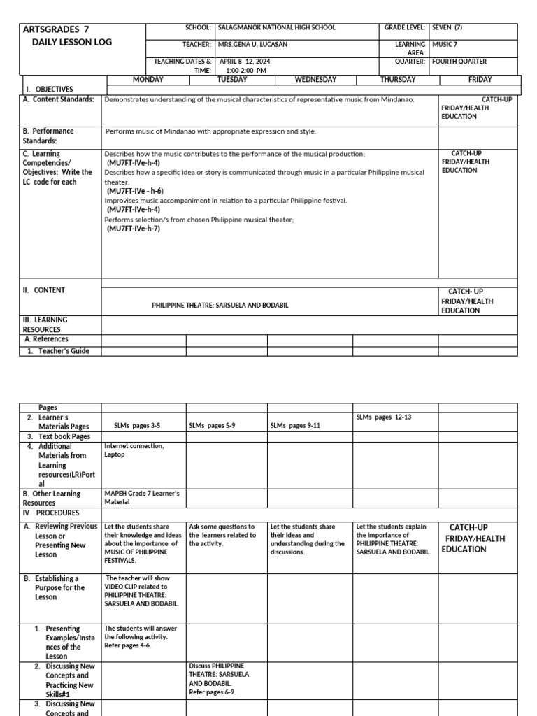 Grade 7 DLL q4 Music Week 2 | PDF