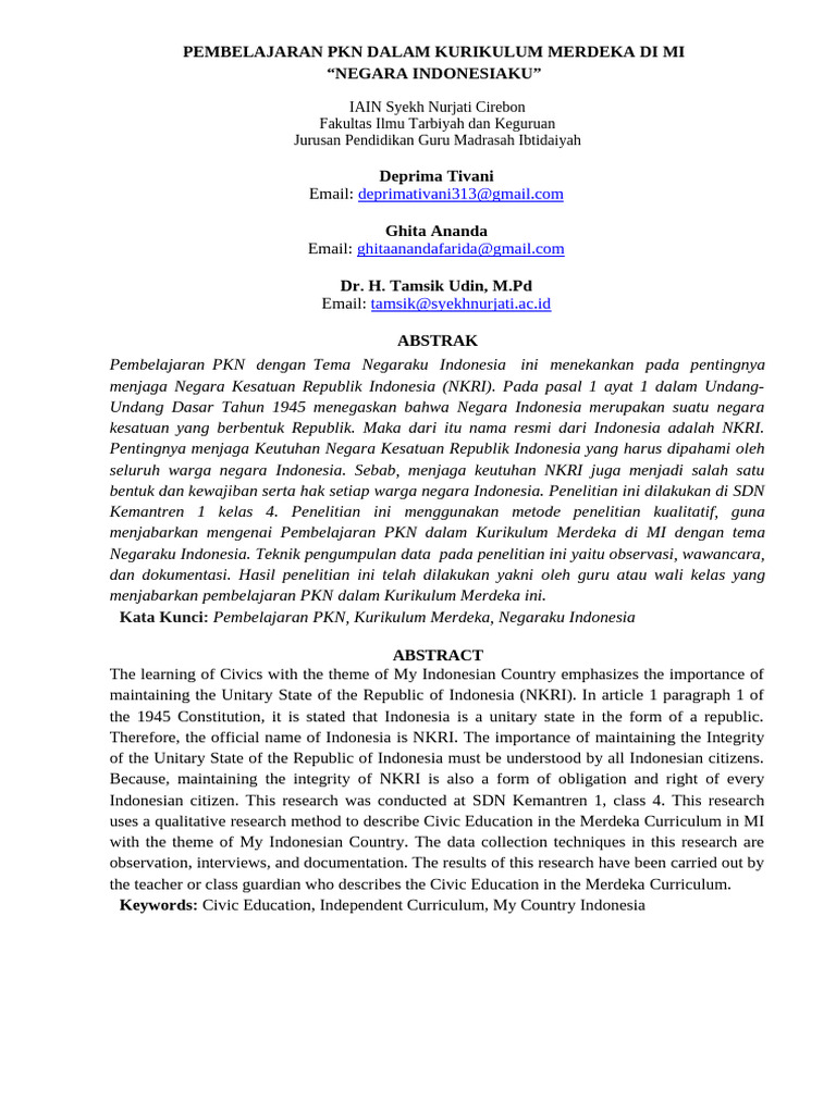 ARTIKEL PKN Untuk JURNAL | PDF