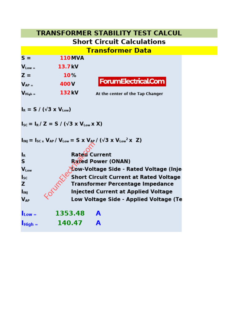Transformer Stability Test Calculator | PDF