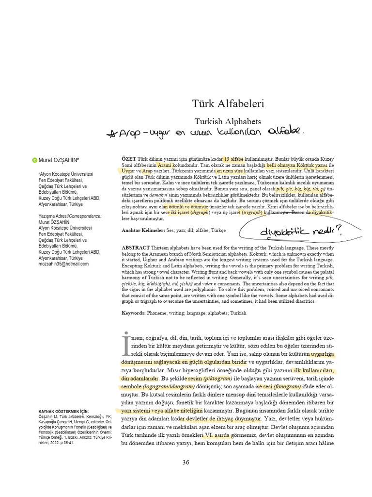 Turk Alfabeleri Turkish Alphabets | PDF