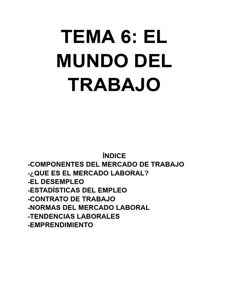 Unidad 7 El Mundo Del Trabajo | PDF