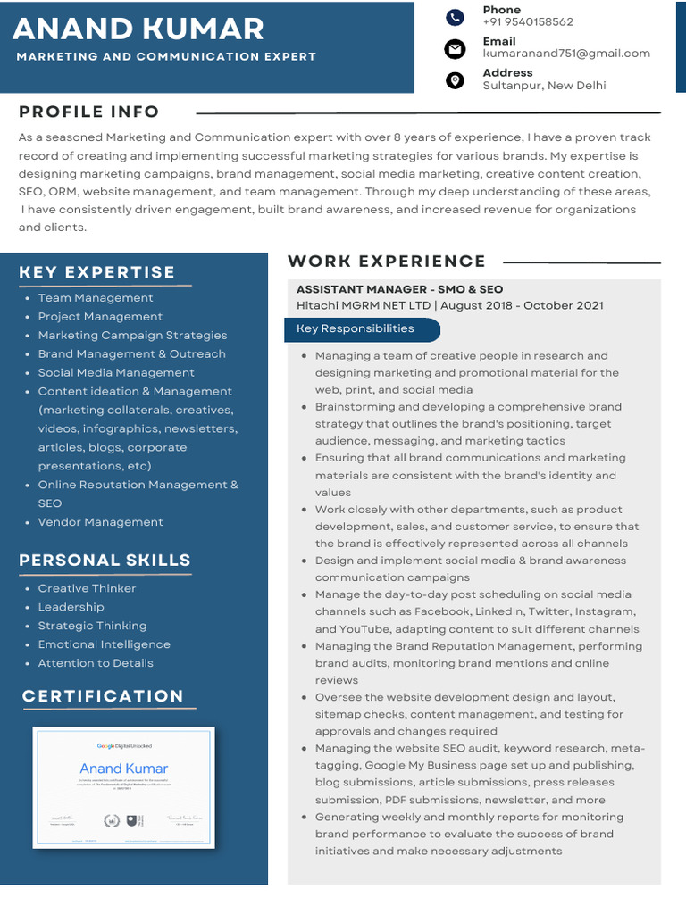 Anand Kumar Resume 2023 | PDF