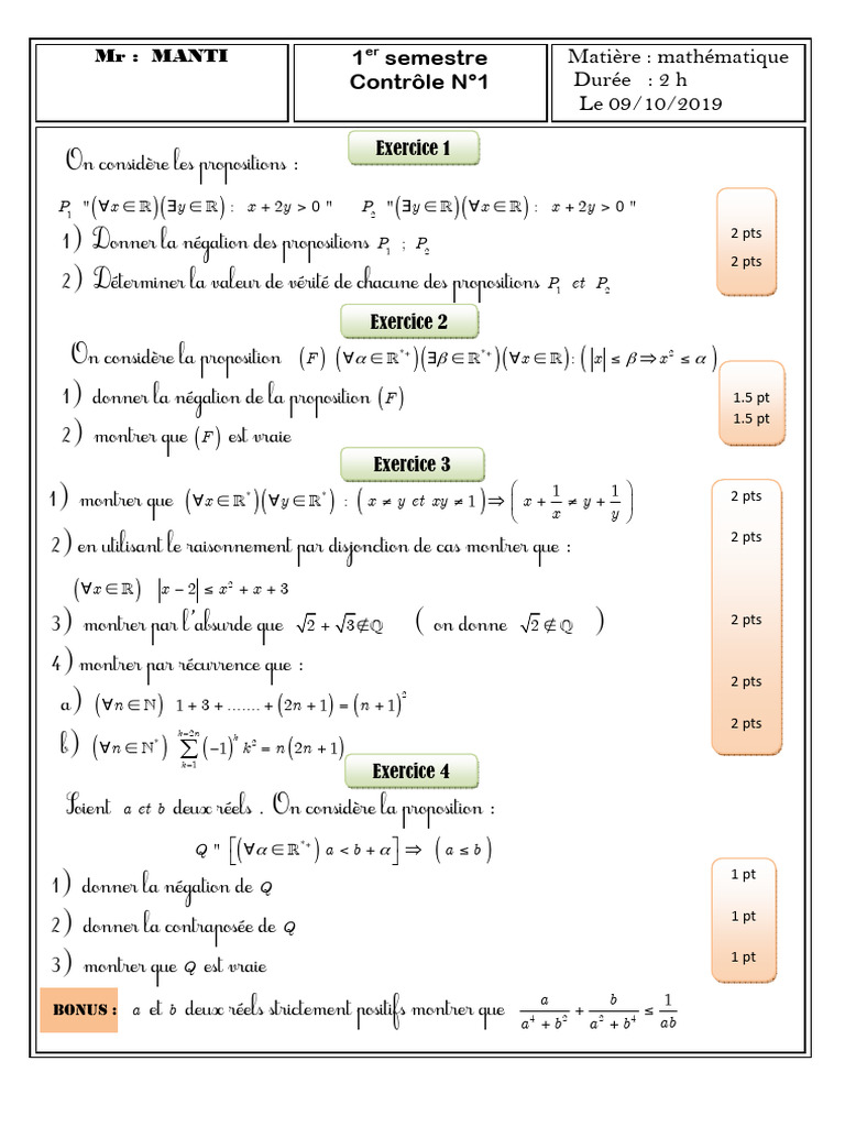 Httpsmoutamadris - Mawp Contentuploads202205devoir 1 Maths 1er BAC ...