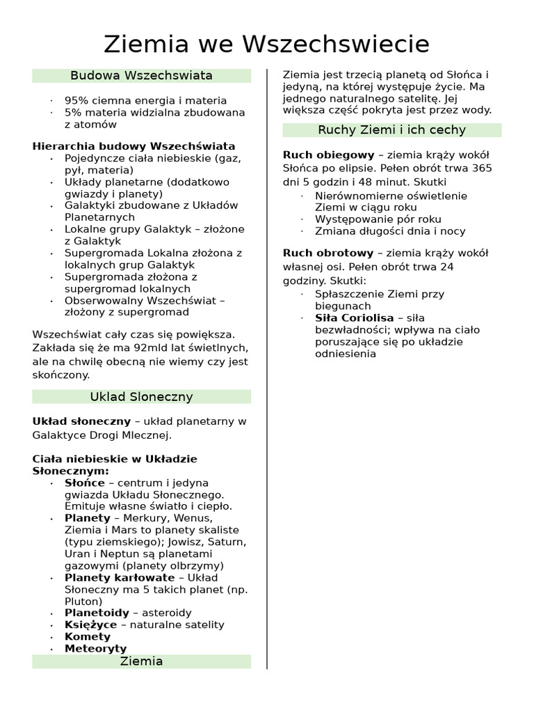 Ziemia We Wszechświecie | PDF