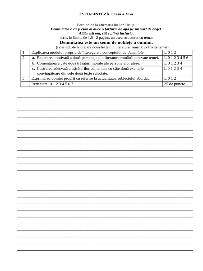 Eseu-Sinteza Demnitatea Umana | PDF