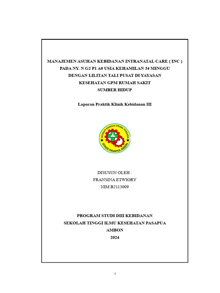 Askeb Inc Dengan Lilitan Tali Pusat Vera | PDF